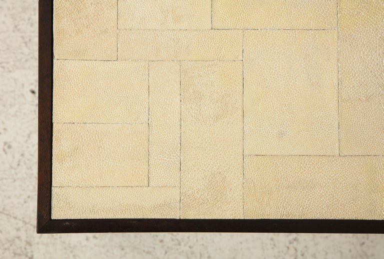 Custom Mahogany Table with Shagreen Top For Sale at 1stDibs