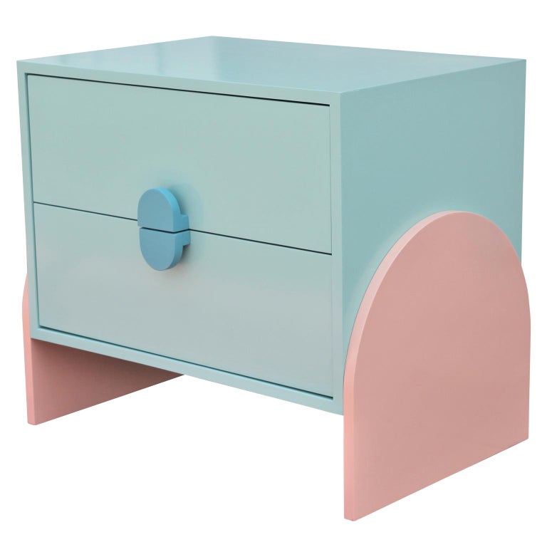Custom Post-Modern Light Blue and Pink Night Stands at 1stDibs