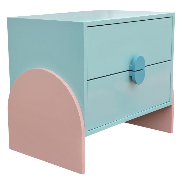 Custom Post-Modern Light Blue and Pink Night Stands at 1stDibs
