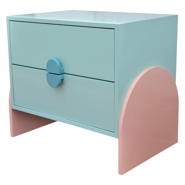 Custom Post-Modern Light Blue and Pink Night Stands at 1stDibs