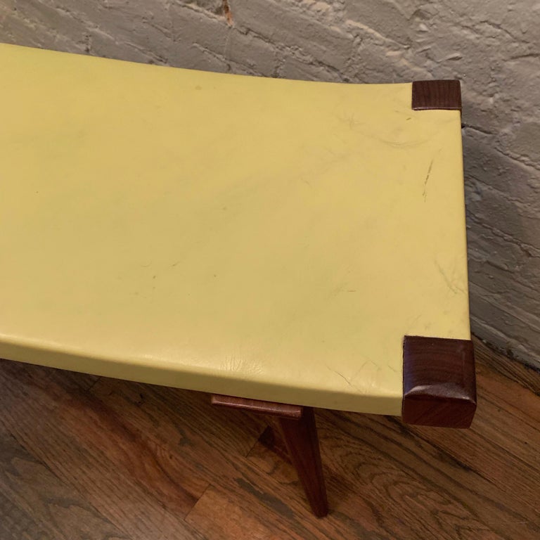 Custom Mid-Century Modern Style Leather Bench at 1stDibs