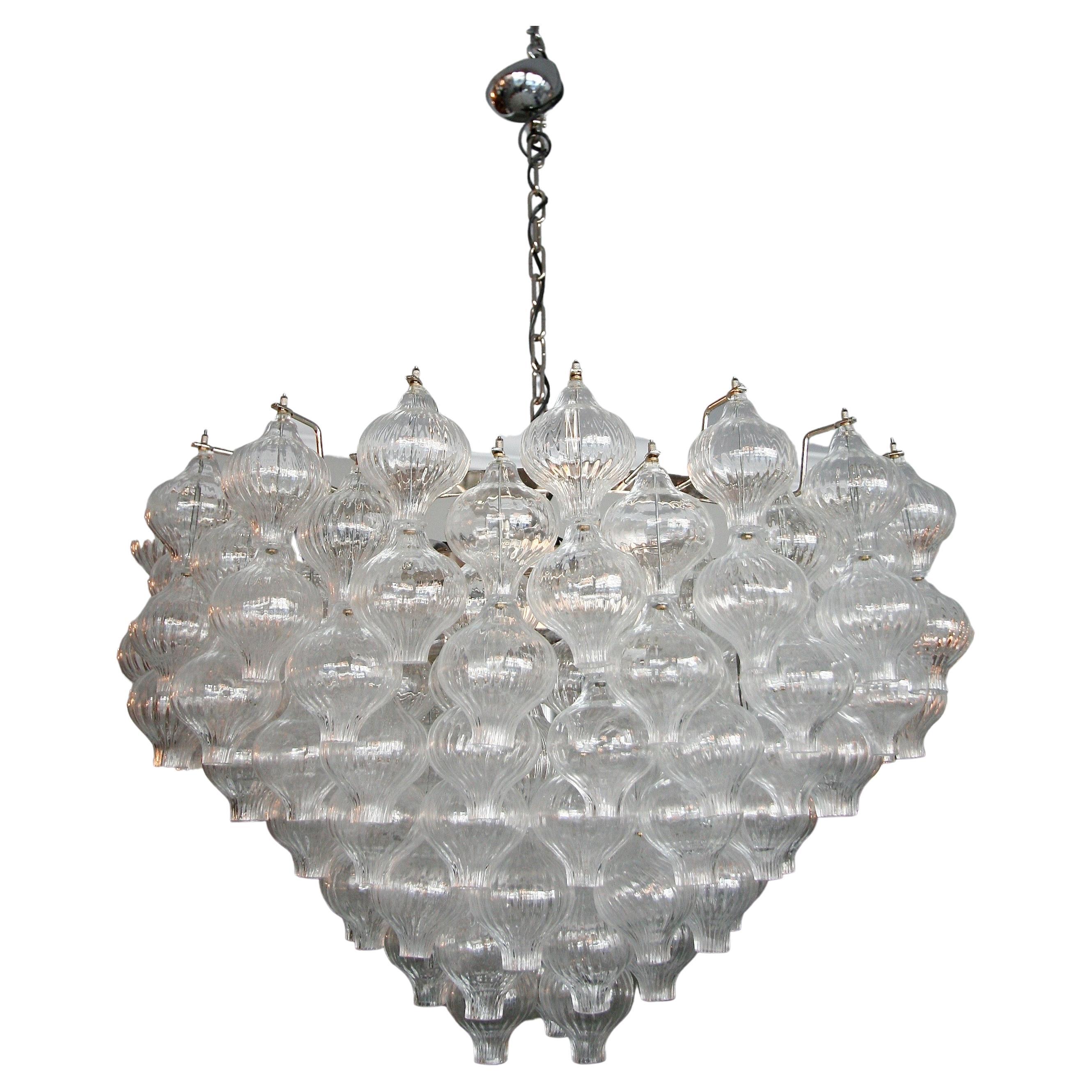 Mid-Century Modern Clear with Gold Leaf Murano Glass Chandelier, Venini ...