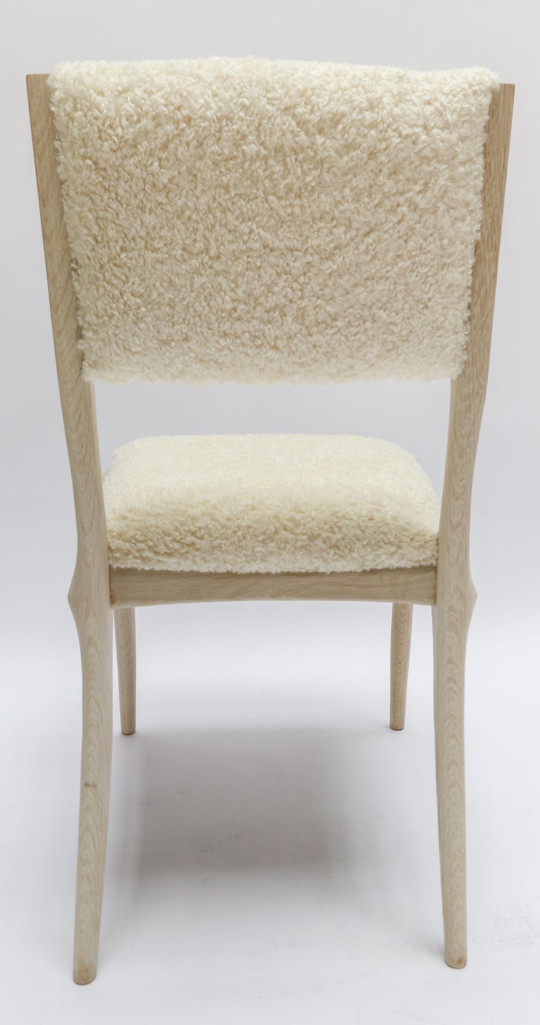 Custom Midcentury Style Oak Dining Chair in Ivory Bouclé For Sale at ...