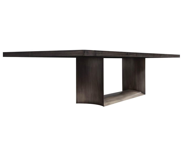 Custom Modern Dining Table with Metal Base at 1stDibs