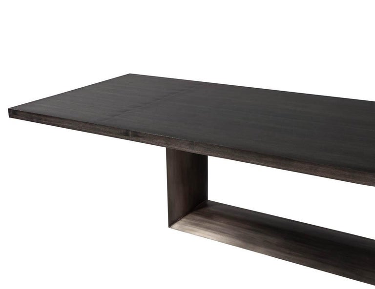 Custom Modern Dining Table with Metal Base at 1stDibs