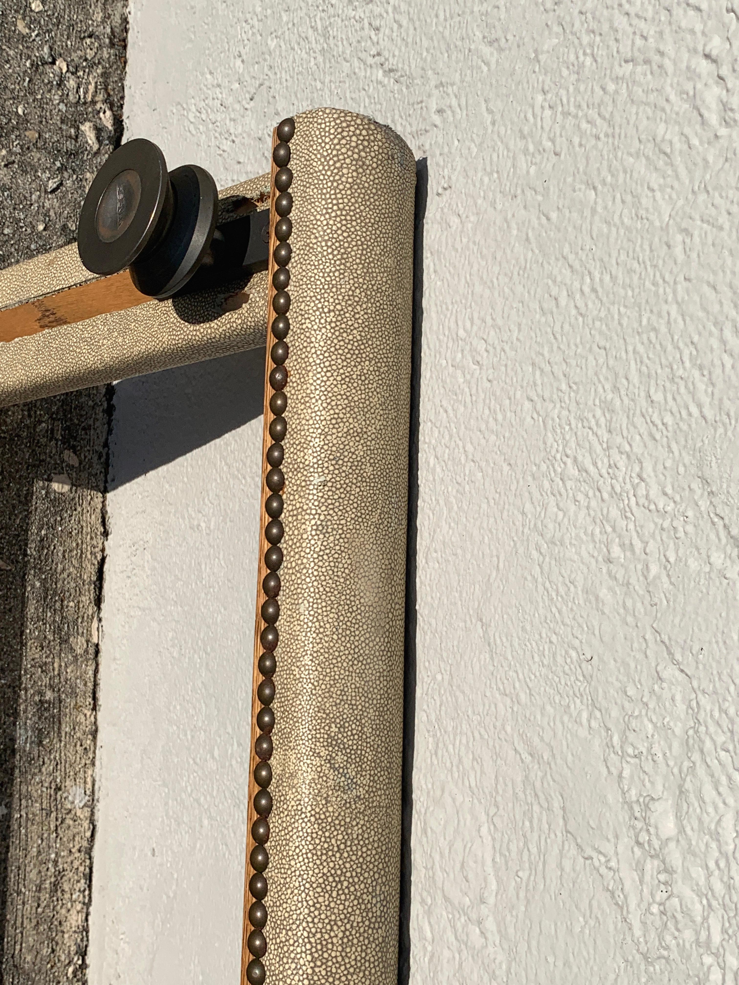 Custom Modern Library Ladder in Shagreen, Brass and Oak For Sale at ...