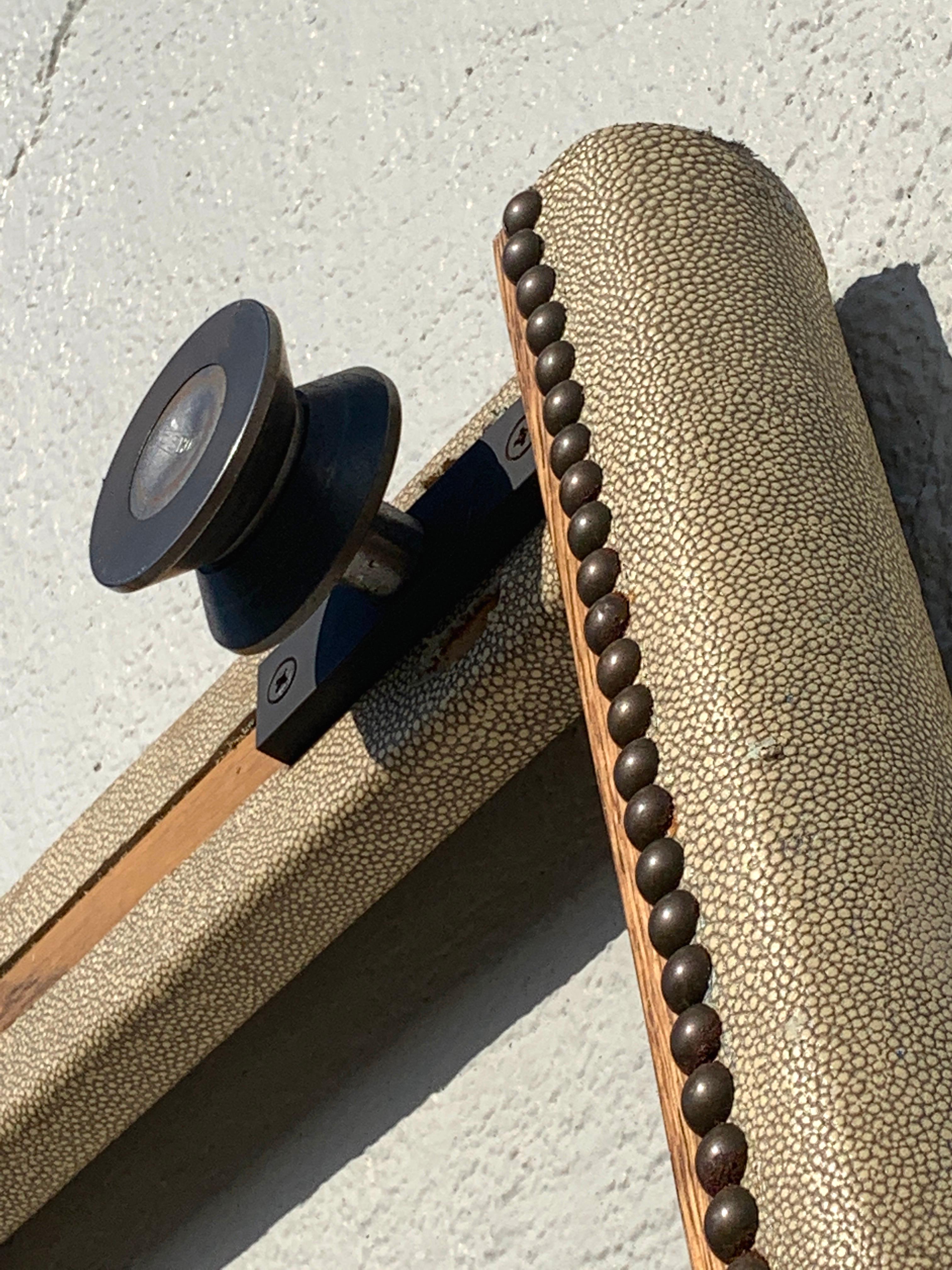 Custom Modern Library Ladder in Shagreen, Brass and Oak For Sale at ...