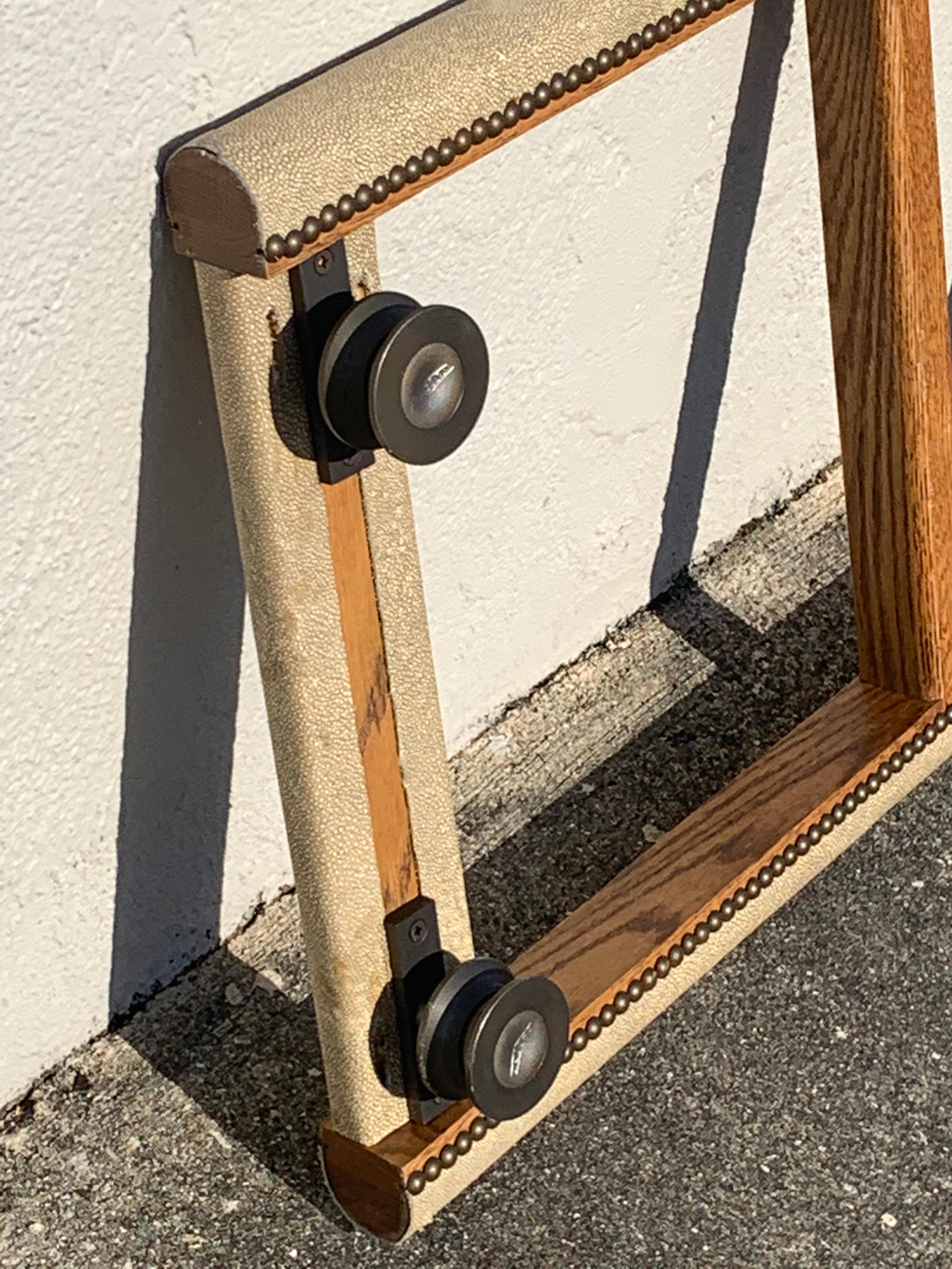 Custom Modern Library Ladder in Shagreen, Brass and Oak For Sale at ...