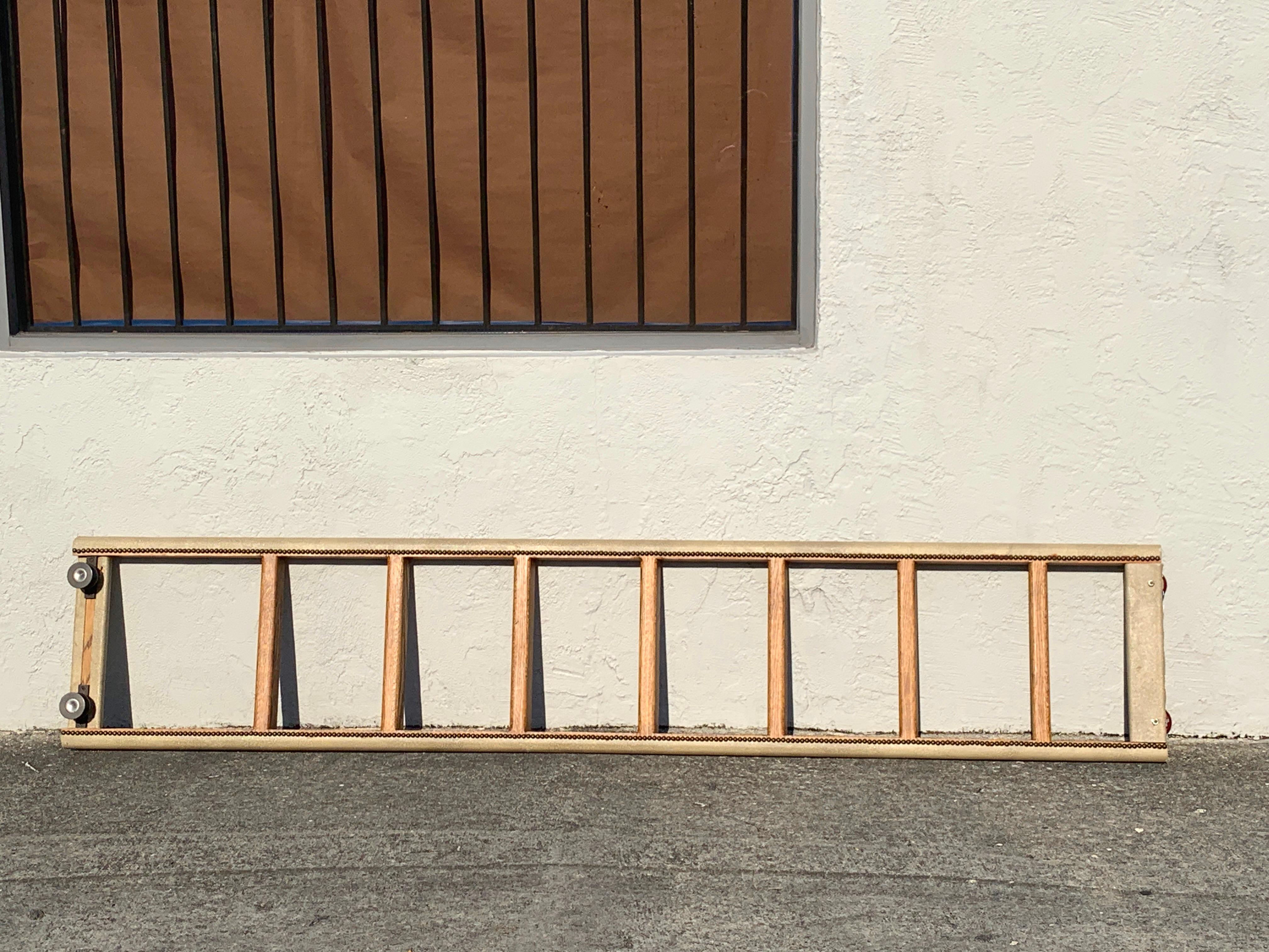 Custom Modern Library Ladder in Shagreen, Brass and Oak For Sale at ...