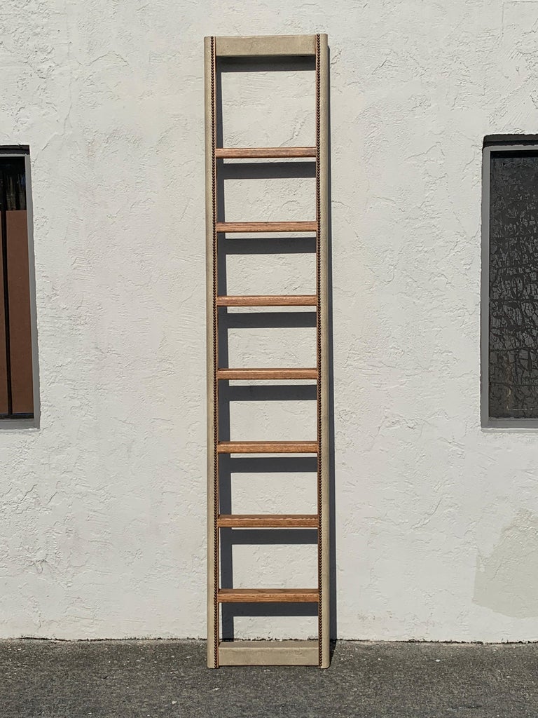 Custom Modern Library Ladder in Shagreen, Brass and Oak For Sale at 1stDibs