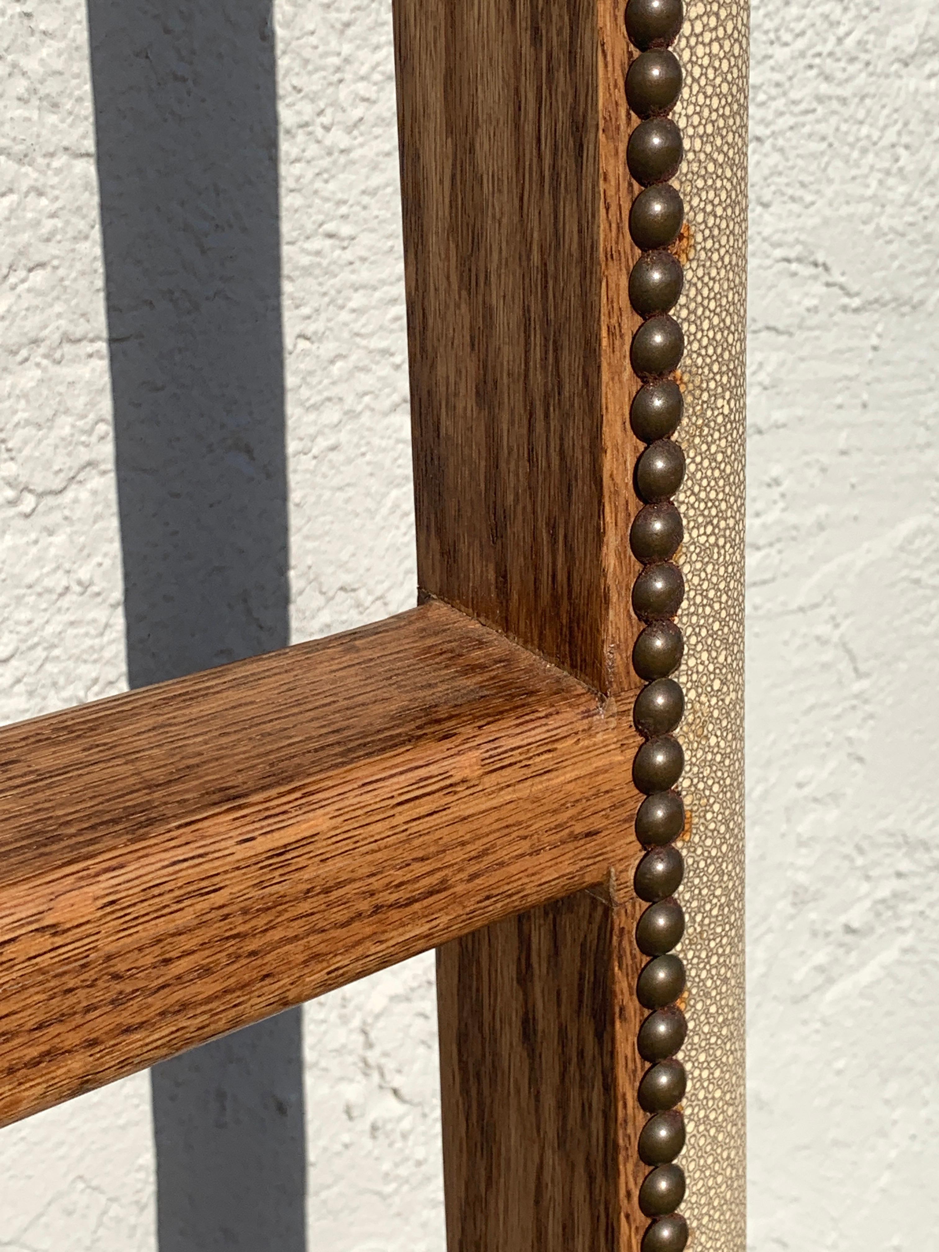 Custom Modern Library Ladder in Shagreen, Brass and Oak For Sale at ...