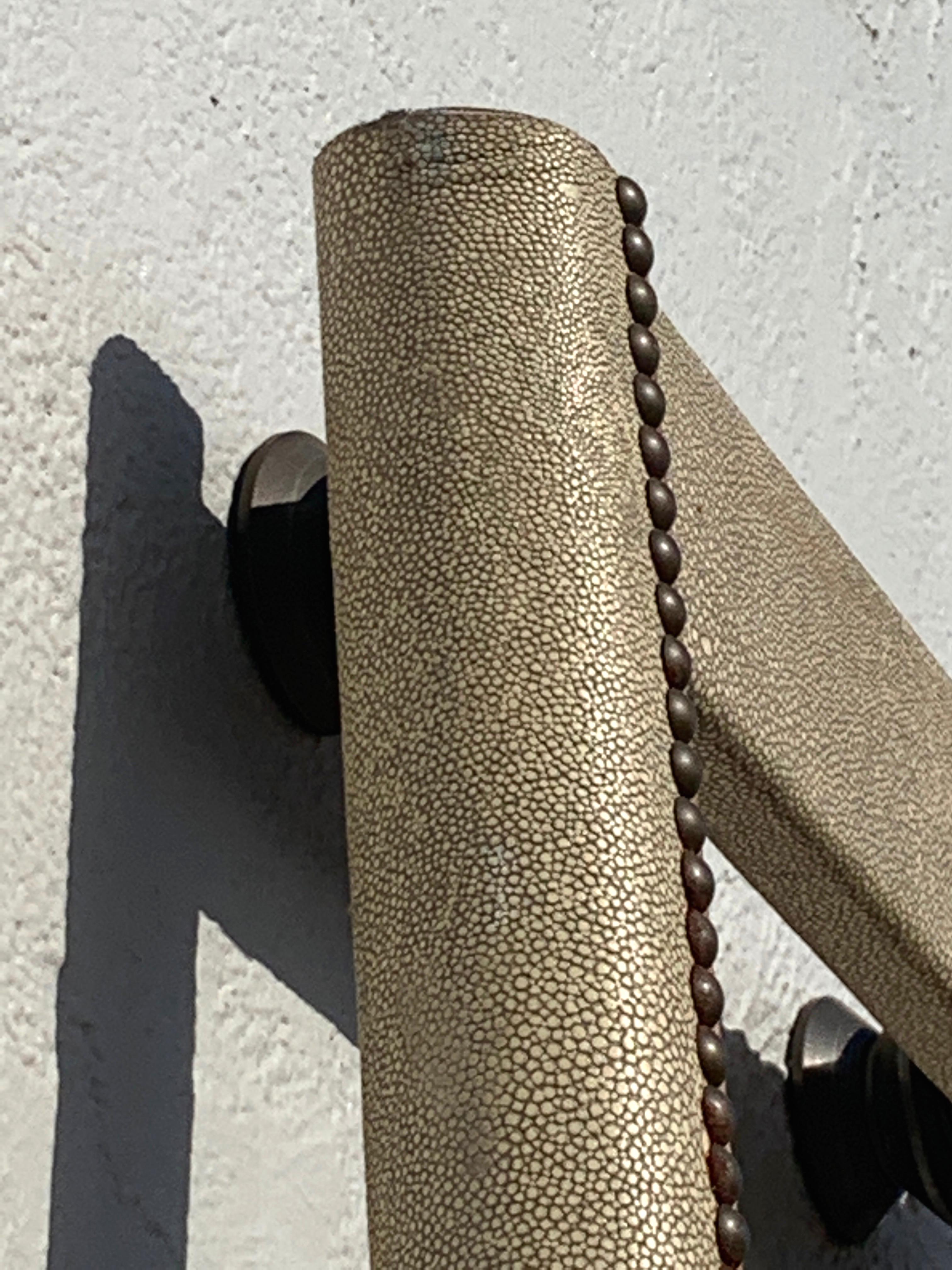 Custom Modern Library Ladder in Shagreen, Brass and Oak For Sale at ...