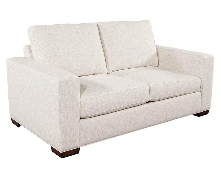 Custom Modern Living Room Sofa Set in Designer Cream Fabric For Sale at ...