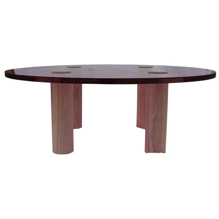 Custom Modern Pop Pink Lucite Round Coffee Table With White Oak Legs at ...