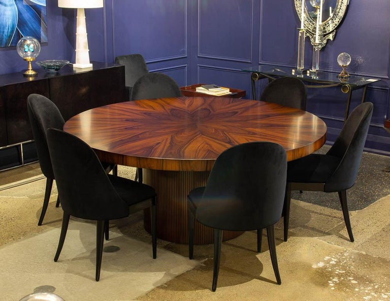 Custom Modern Round Dining Table in Sunburst Pattern at 1stDibs