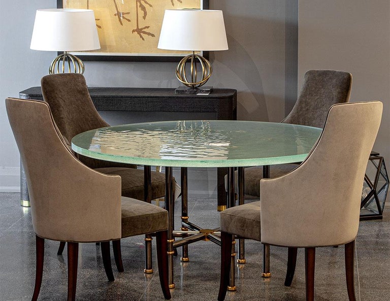 Custom Modern Round Glass Top Dining Table at 1stDibs