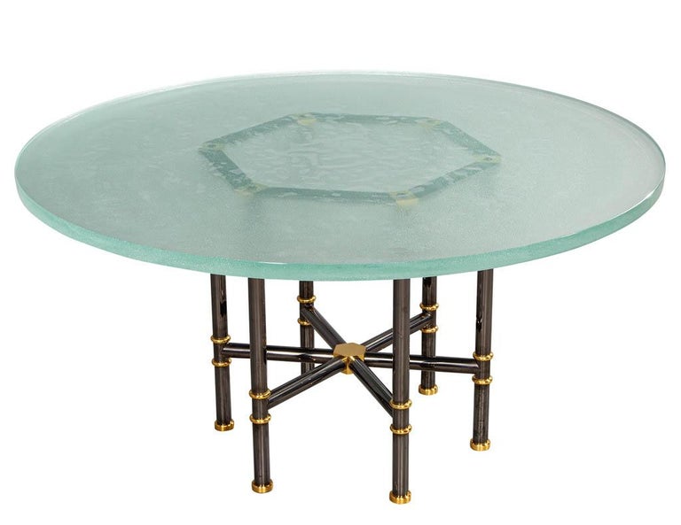 Custom Modern Round Glass Top Dining Table at 1stDibs