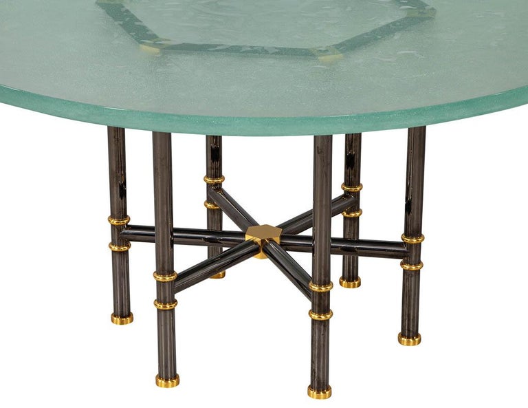 Custom Modern Round Glass Top Dining Table at 1stDibs