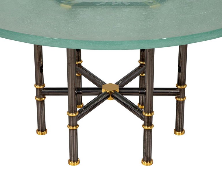 Custom Modern Round Glass Top Dining Table at 1stDibs