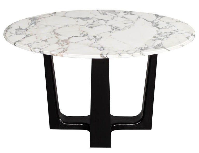 Custom Modern Round Marble-Top Dining Table at 1stDibs