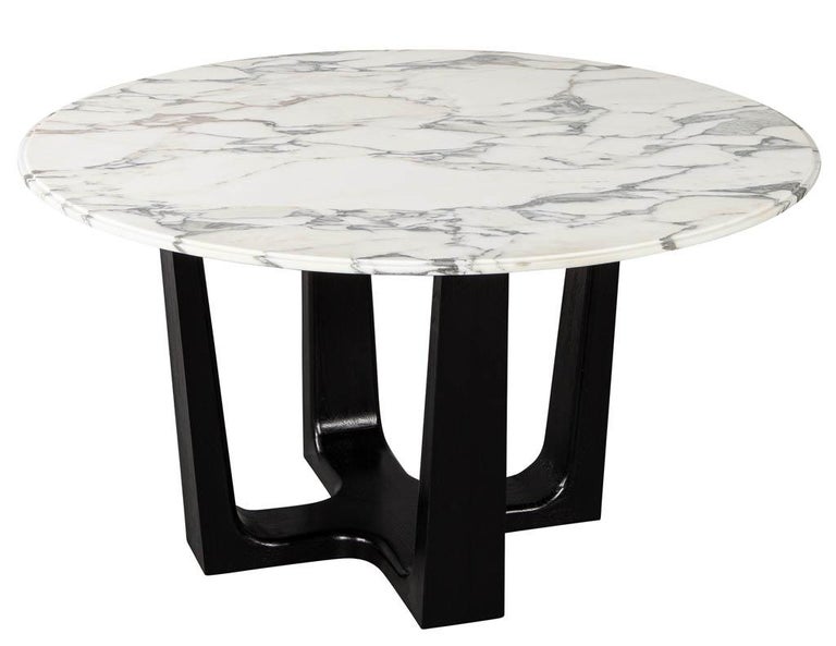 Custom Modern Round Marble-Top Dining Table at 1stDibs