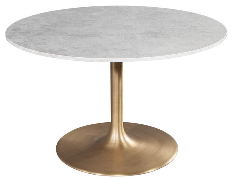 Custom Modern Round Stone Top Table with Brass Tulip Base at 1stDibs ...