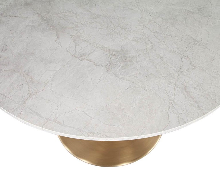 Custom Modern Round Stone Top Table with Brass Tulip Base at 1stDibs ...