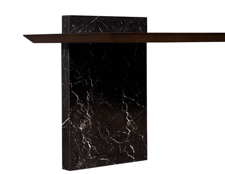 Custom Modern Waterfall Desk with Marble Accent For Sale at 1stDibs