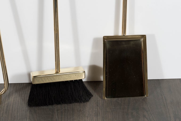 Custom Modernist Four-Piece Fire Tool Set in Polished Brass For Sale at ...