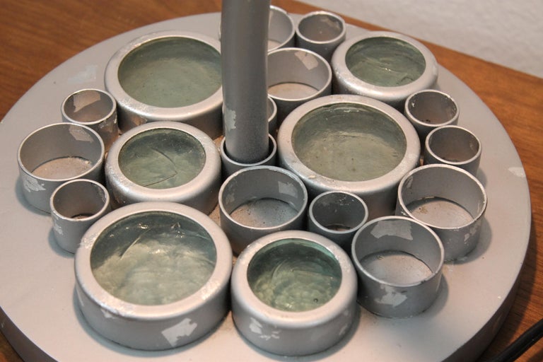 Custom Modernist Glass and Steel Lamp For Sale at 1stDibs