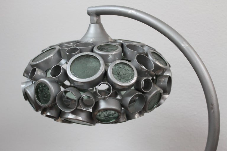 Custom Modernist Glass and Steel Lamp For Sale at 1stDibs