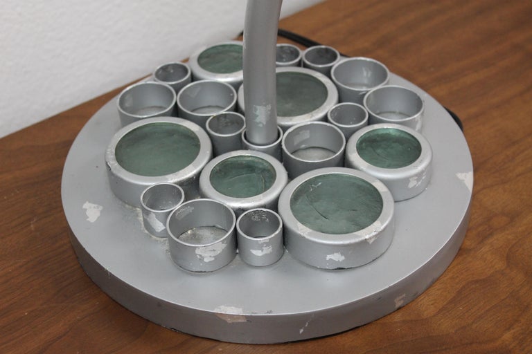 Custom Modernist Glass and Steel Lamp For Sale at 1stDibs