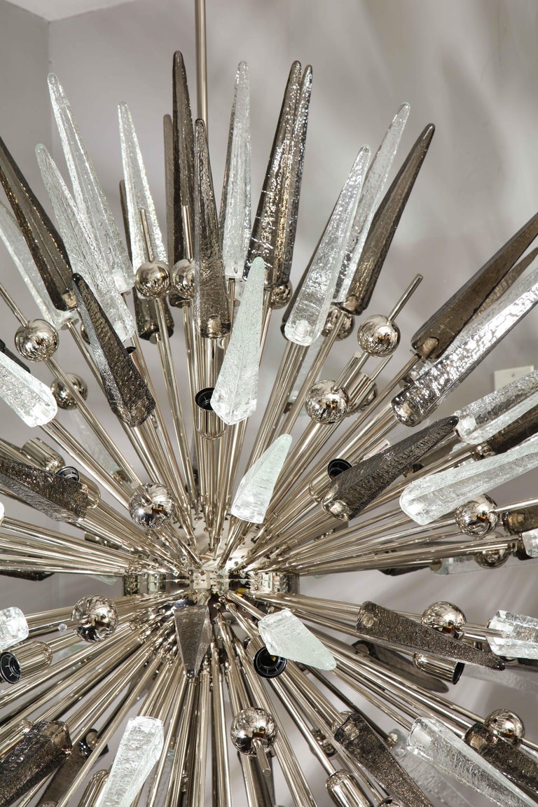 Clear and Smoke Murano Glass Spike Sputnik Chandelier With Metal ...