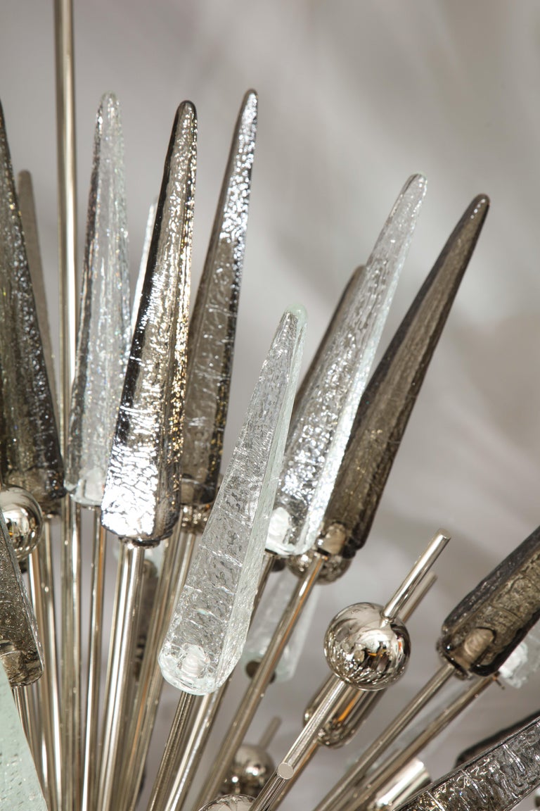 Clear and Smoke Murano Glass Spike Sputnik Chandelier With Metal ...