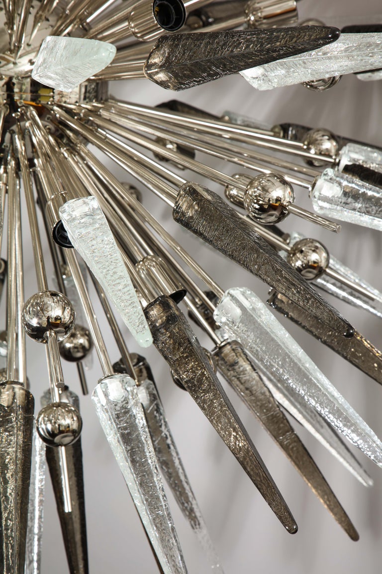 Clear and Smoke Murano Glass Spike Sputnik Chandelier With Metal ...