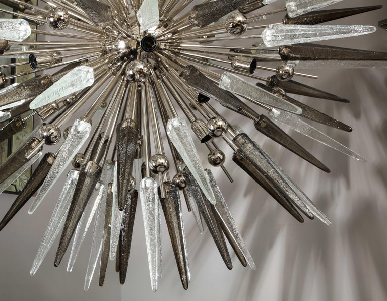 Clear and Smoke Murano Glass Spike Sputnik Chandelier With Metal ...