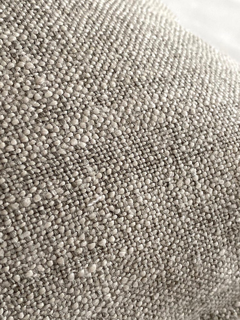 Custom Nubby Gray Linen Accent Pillow with Down Feather Insert For Sale ...