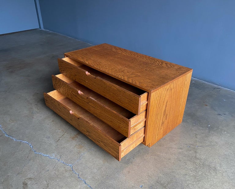 Custom Oak Plywood Small Scale Three Drawer Chest, 1970's For Sale at ...