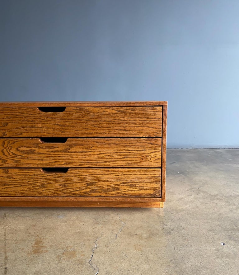 Custom Oak Plywood Small Scale Three Drawer Chest, 1970's For Sale at ...