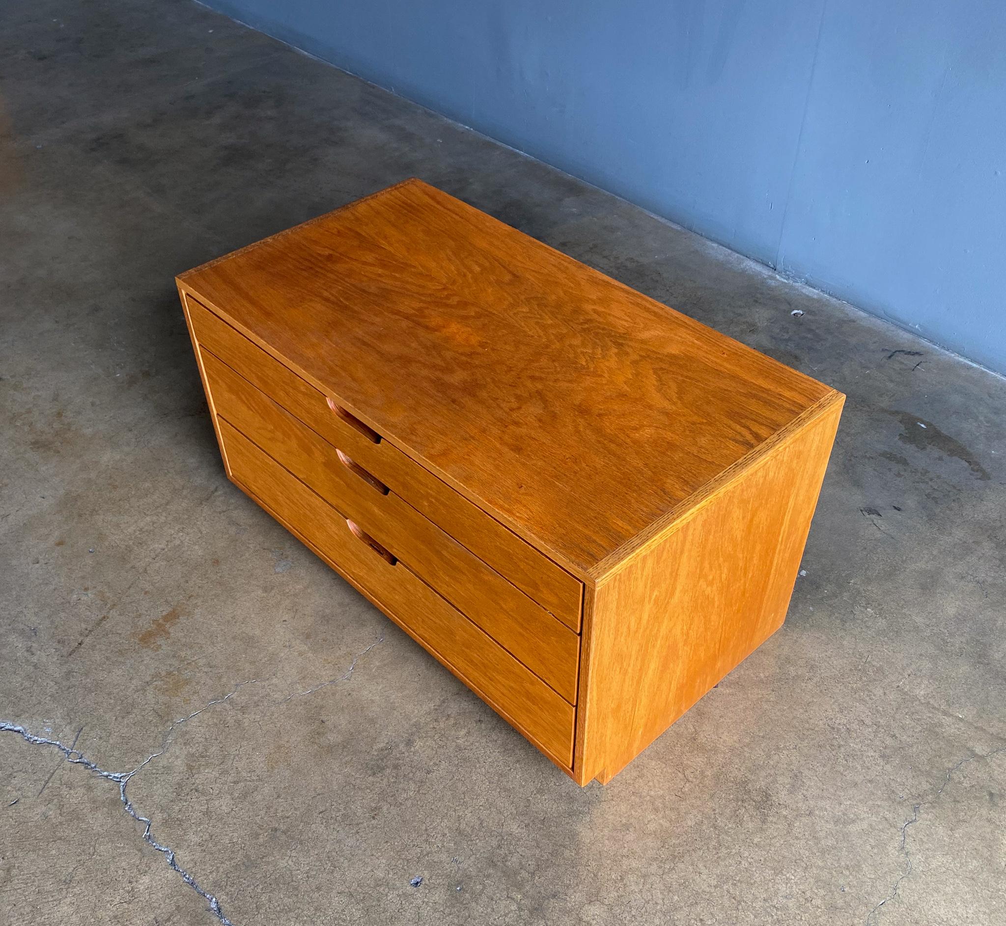 Custom Oak Plywood Small Scale Three Drawer Chest, 1970's For Sale at ...