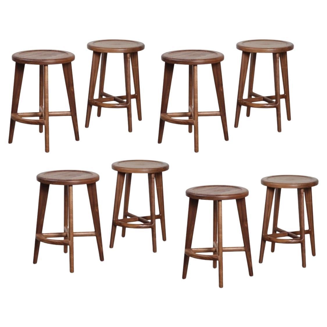 Custom Order (8) Solid Black Walnut Counter Stools at 1stDibs
