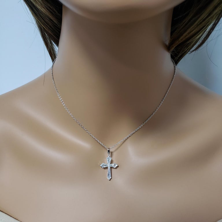 Custom Order: Emerald Cut Diamond Cross Pendant Necklace For Sale at ...