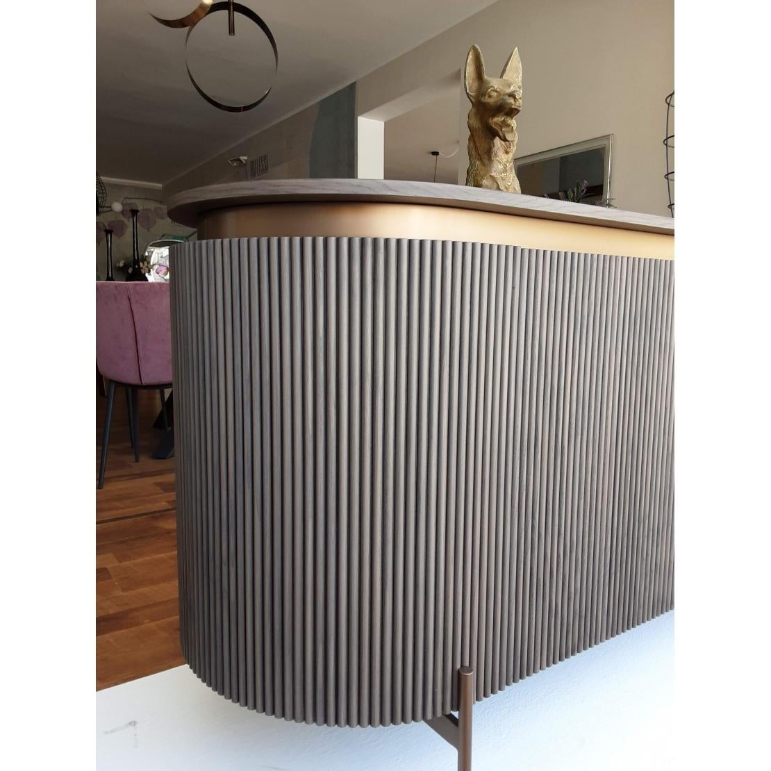 Custom Oval Sideboard with Fluted Design, Top in Stoneware For Sale at ...