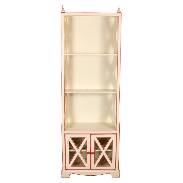 Custom Painted Narrow Bookcase with X Form Design at 1stDibs