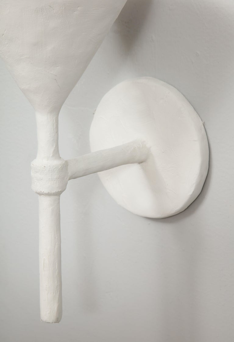 Custom Pair of Gaston Plaster Sconces For Sale at 1stDibs