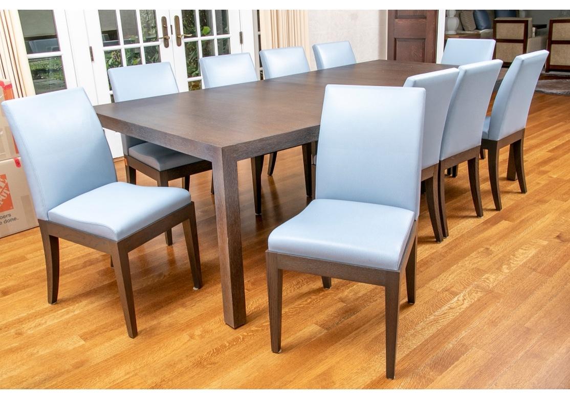 Custom Parsons Style Dining Table W/ 10 Christian Liaigre Leather Bison ...