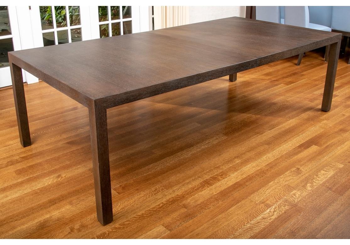 Custom Parsons Style Dining Table W/ 10 Christian Liaigre Leather Bison ...