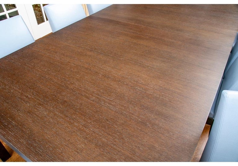 Custom Parsons Style Dining Table W/ 10 Christian Liaigre Leather Bison ...