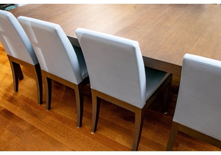 Custom Parsons Style Dining Table W/ 10 Christian Liaigre Leather Bison ...