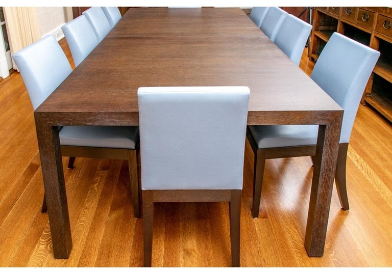 Custom Parsons Style Dining Table W/ 10 Christian Liaigre Leather Bison ...